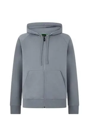 Hugo Boss Full-zip Hoodie With Drawstring Hood And Kangaroo Pockets - Gray