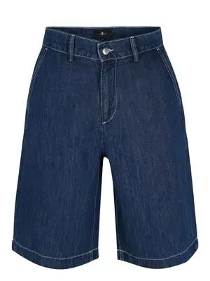 7 For All Mankind Belt-loop Denim Shorts - Blue