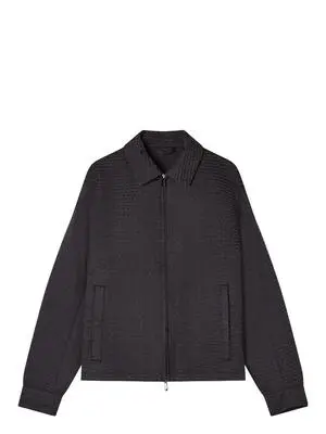 Emporio Armani Textured Zip-up Blouson Jacket - Black