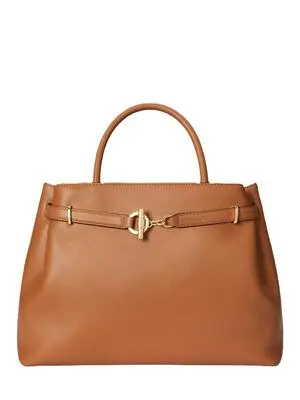 Ralph Lauren Leather Shoulder Bag With Toggle Fastening - Brown