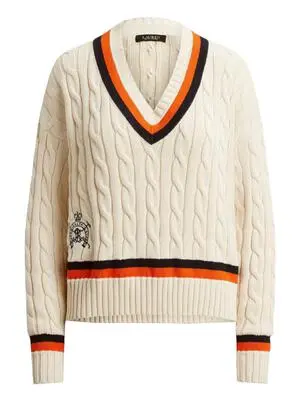 Ralph Lauren Cable-knit V-neck Sweater - Nude