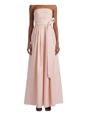 Max Mara Strapless Pleated Gown - Pink