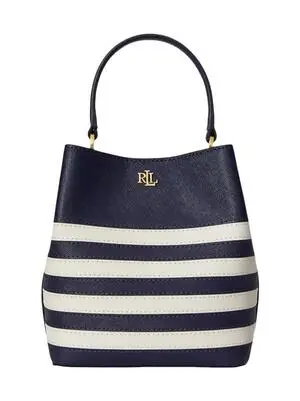 Ralph Lauren Striped Leather Satchel - Black
