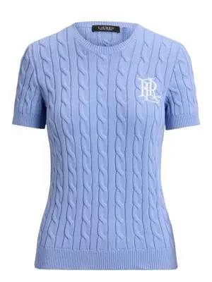 Ralph Lauren Cable Knit Intarsia Short Sleeve T-shirt - Blue