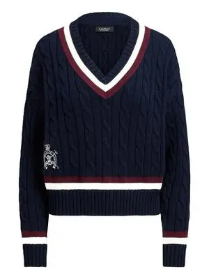 Ralph Lauren Cable Knit V-neck Sweater - Black