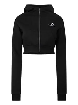 Balenciaga Full-zip Hooded Jacket - Black