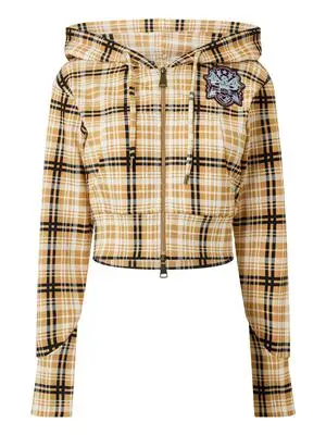 VIVIENNE WESTWOOD Plaid Zip-up Cropped Hooded Jacket - Nude