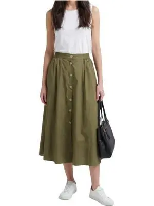 TWINSET Button-down Flared Skirt - Green