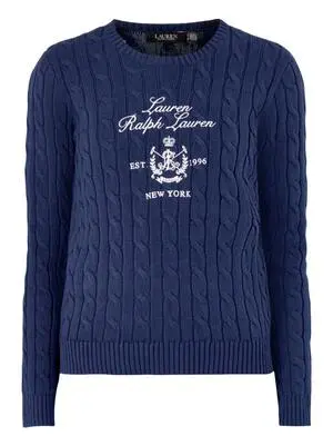 Ralph Lauren Cable Knit Crew Neck Jumper - Blue
