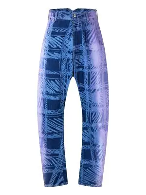 VIVIENNE WESTWOOD High-waisted Straight-leg Denim Pants With Leaf Print - Blue