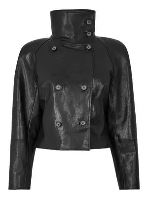 Magda Butrym Leather Double Breasted Jacket - Black