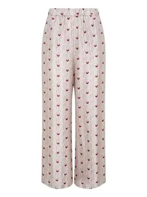 Max Mara Printed Elastic Waist Trousers - White