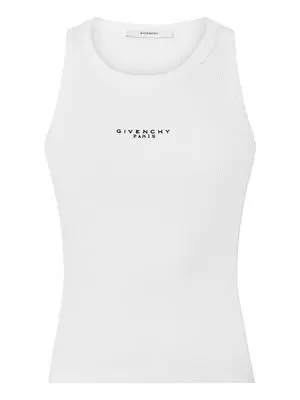 Givenchy Ribbed Crewneck Tank Top With Logo - White