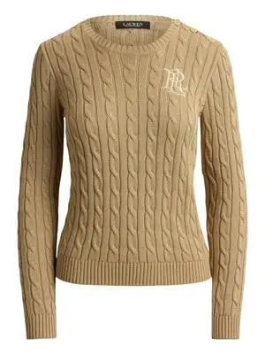 Ralph Lauren Cable Knit Jumper With Crew Neck - Nude