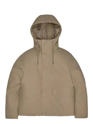 Rains Rains Long-Sleeved Snap-Button Cotton Jacket With Drawstring Hood Brown