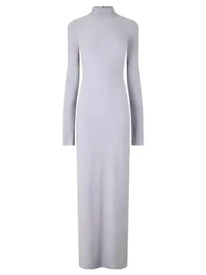 Norma Kamali Form-fitting Maxi Dress With Mock Neck And Long Sleeves - Gray