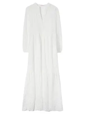 MC2 SAINT BARTH Sylvia Broderie-anglaise Tiered Maxi Dress - White