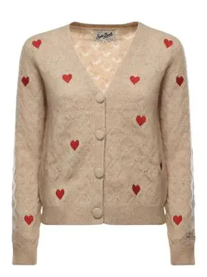 MC2 SAINT BARTH Long Sleeve Knitted Cardigan With Heart Detail - No