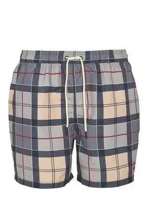 Barbour Plaid Swim Trunks With Drawstring - Gray