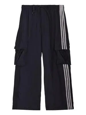 Y3 Wide Leg Cargo Pants With Signature Stripes - Black