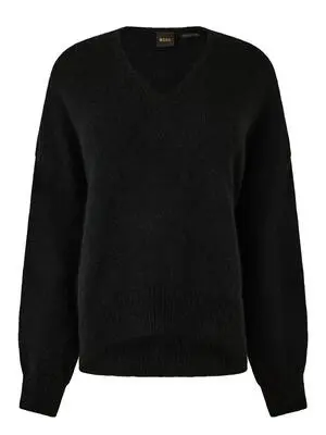 Hugo Boss Fondyssa V-neck Wool Jumper - Black