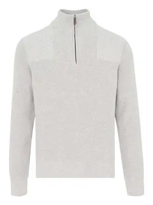 Belstaff Long-sleeved Knitwear With High Neck And Half-zip Closure - Grey