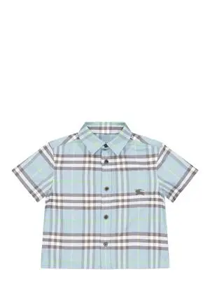 Burberry Checked Short Sleeve Shirt - Blue