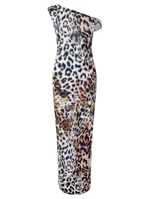 Norma Kamali Strapless Leopard Print Stretch Midi Dress - Multicolor