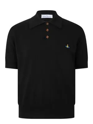 VIVIENNE WESTWOOD Solid Short-sleeve Polo Shirt - Black