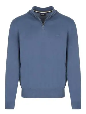 Hugo Boss Zip-neck Knitted Pullover - Blue