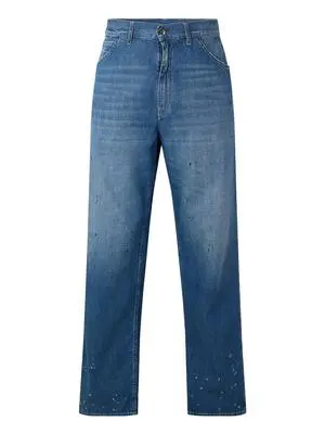 MAISON MARGIELA Lightwash Straight Leg Jeans With Paint Splatter Detail - Blue