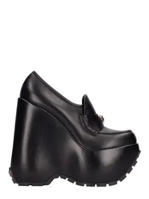 Versace 160mm Medusa Platform Leather Wedges - Black
