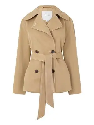 Varley Double-breasted Short Sleeve Jacket With Belt - Beige