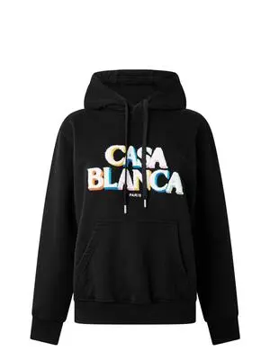 Casablanca Drawstring Hooded Sweatshirt - Black