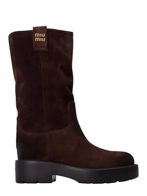 Miu Miu Flat Knee-high Boots - Black