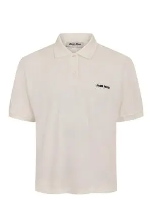 Miu Miu Off- Short-sleeve Polo Shirt - White