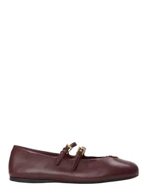 Prada Two Strap Mary Jane Ballerinas - Red
