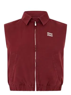Miu Miu Collared Sleeveless Vest With Zip Closure - Red