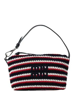 Miu Miu Striped Shoulder Bag - Black