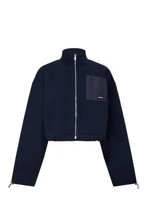 Miu Miu Cropped Zip-up Fleece Jacket - Black