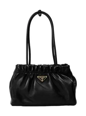 Prada Leather Scrunch Handheld Bag - Black