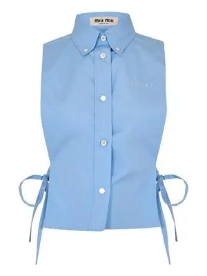 Miu Miu Miu Miu Sleeveless Shirt With Ties Blue
