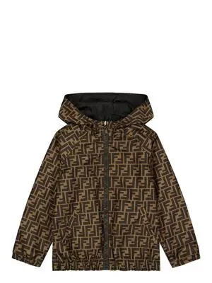Fendi All-over Logo Print Hooded Jacket - Black