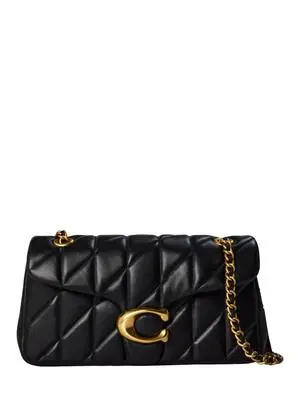 COACH Quilted Leather Shoulder Bag With Gold Tone Clasp - Black