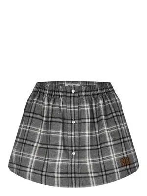 MIU MIU Miu Miu Grey Plaid Flannel Mini Skirt