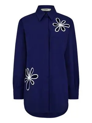Fendi Longline Embroidered Shirt - Blue