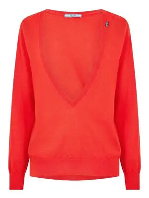 Prada V-neck Jumper - Red