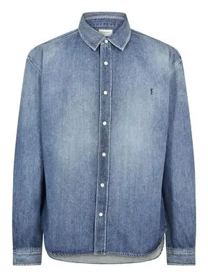 Saint Laurent Light Faded Denim Button-up Shirt - Blue