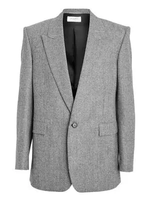Saint Laurent Single-breasted Checked Blazer - Gray