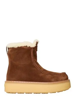 Prada Shearling-lined Suede Ankle Boots - Brown
